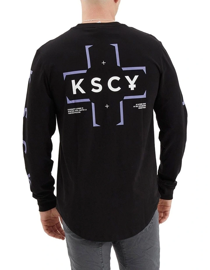 KSCY Kirk Dual Curved Long Sleeve Tee in Jet Black | MYER