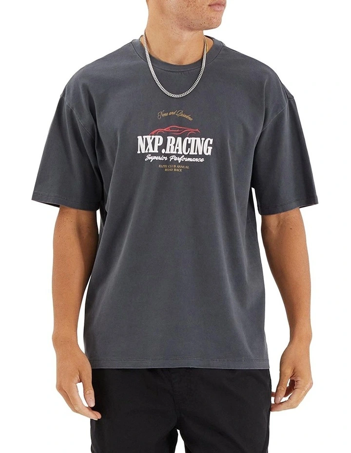 Nena & Pasadena Rein Box Fit Tee in Pigment Asphalt | MYER