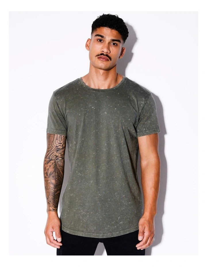 Kenji Esperance Acid Wash Tee In Green | MYER