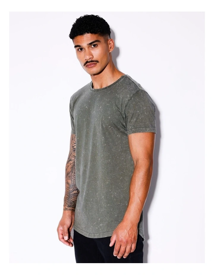 Kenji Esperance Acid Wash Tee in Green | MYER