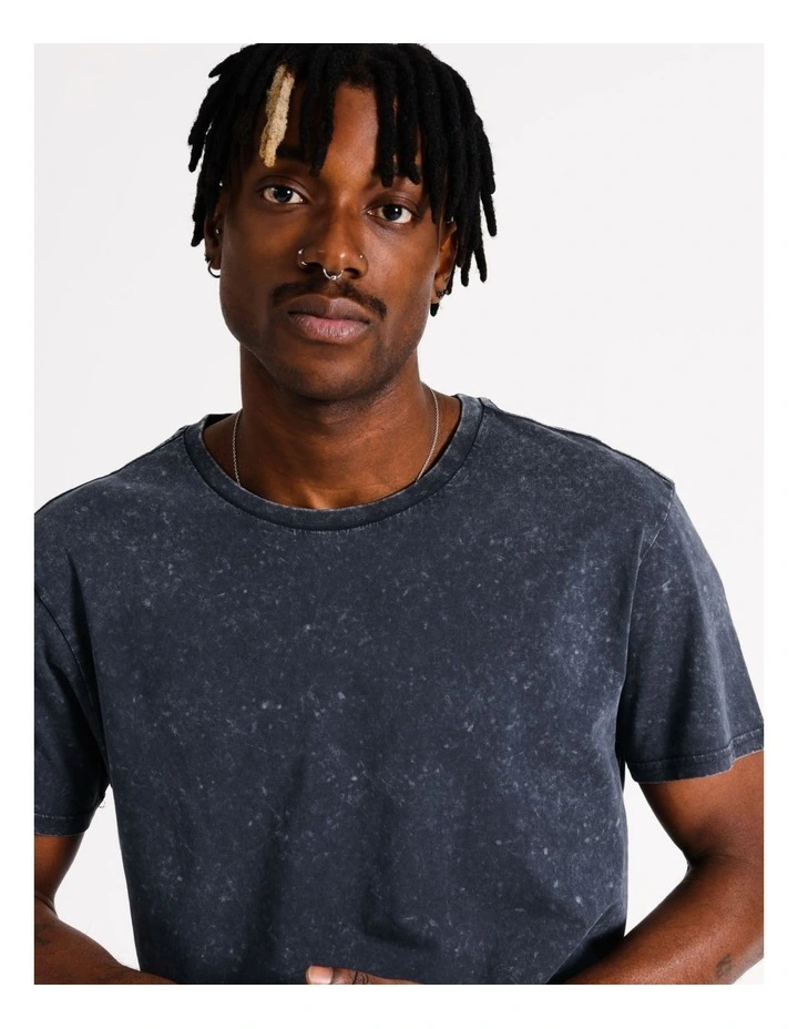 Kenji Esperance Acid Wash Tee in Navy | MYER