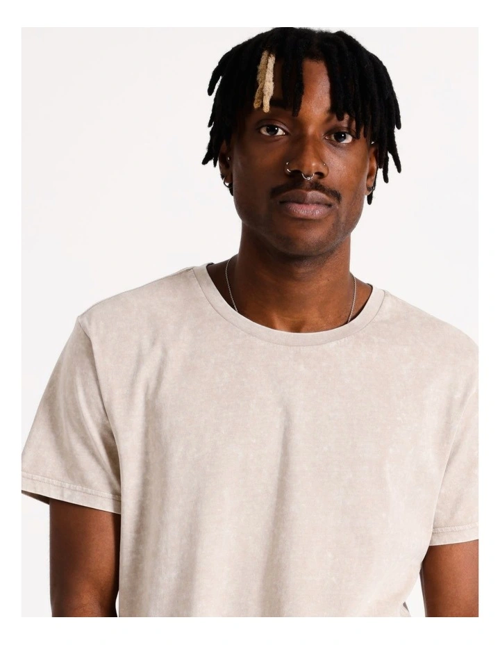 Kenji Esperance Acid Wash Short Sleeve Tee in Natural | MYER