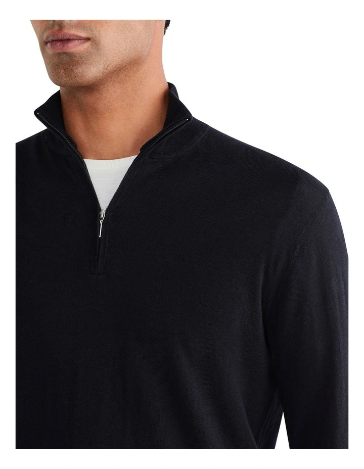 Van Heusen Black Label Quarter Zip Sweater In Plain Black | MYER