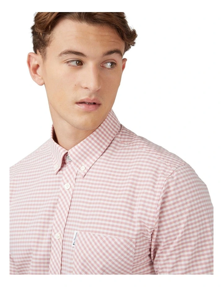 Ben Sherman Signature Gingham Short Sleeve Shirt in Raspberry | MYER