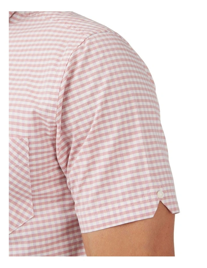 Ben Sherman Signature Gingham Short Sleeve Shirt in Raspberry | MYER