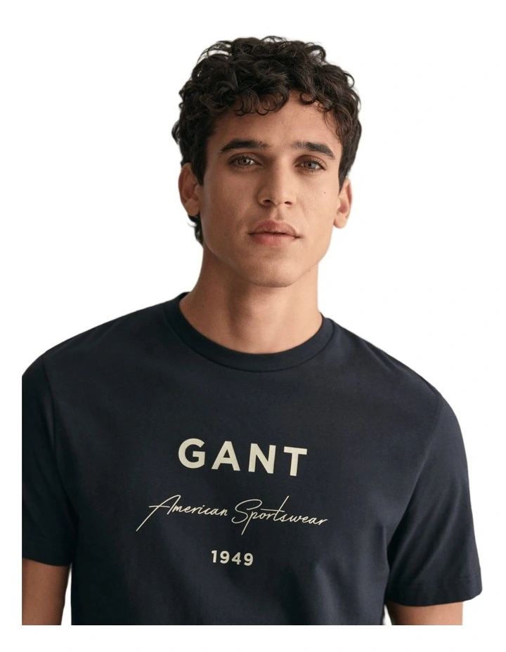 Gant Script Graphic Printed Short Sleeve T Shirt In Black Myer