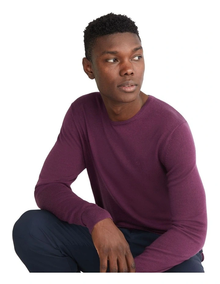 Calvin Klein Merino Crew Neck Knit In Purple | MYER