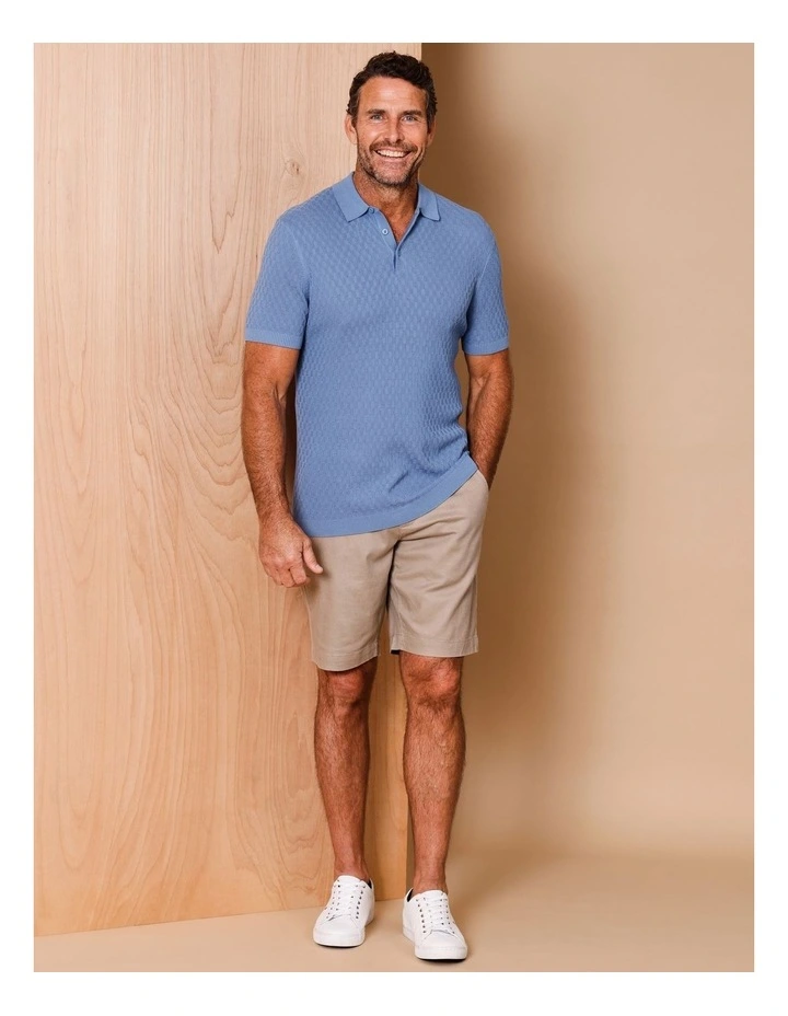Reserve Archie Short Sleeve Knit Polo in Cornflower | MYER