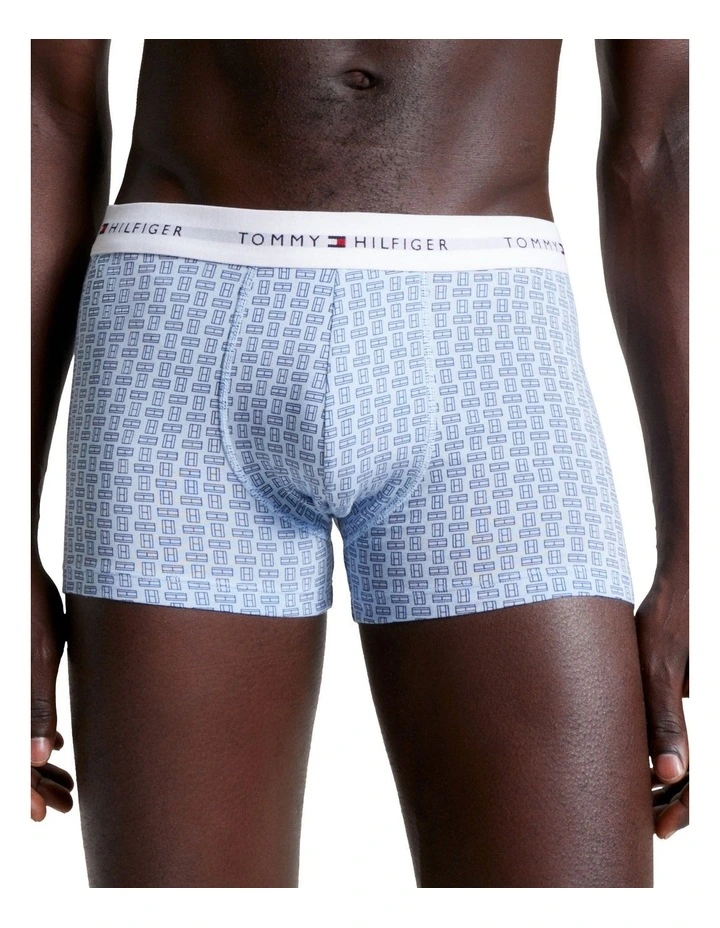 Tommy Hilfiger 3 Pack Essential Print Trunks In Grey Myer