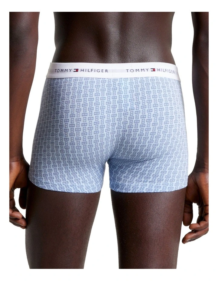 Tommy Hilfiger 3 Pack Essential Print Trunks In Grey Myer