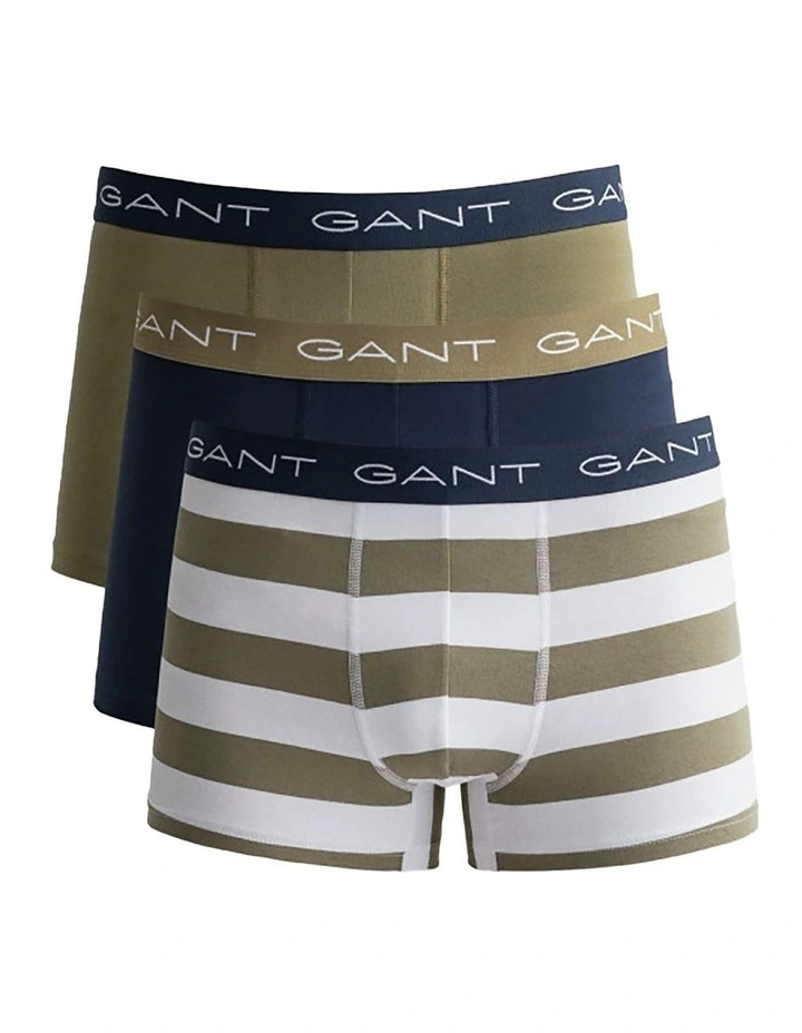 Gant Rugby Stripe Trunk 3-Pack in Utility Green | MYER