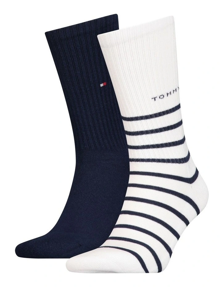 Tommy Hilfiger Stripe Sport Socks 2-Pack in Black | MYER