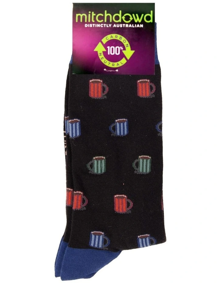 Mitch Dowd Caffeine Super Fine Cotton Crew Socks in Black | MYER