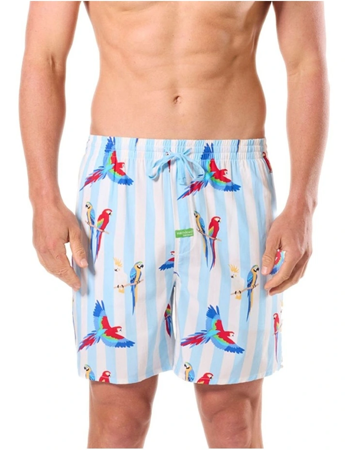 Mitch Dowd Parrot Troopers Bamboo Sleep Short in White/Blue | MYER