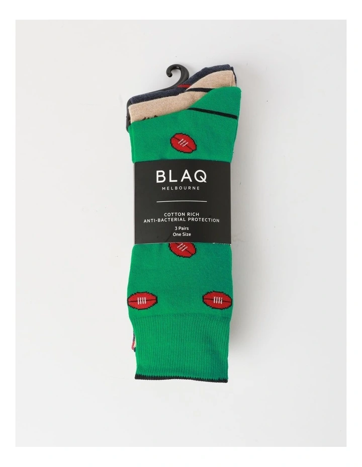 Blaq 3 Pack Summer of Sports Socks in Assorted | MYER
