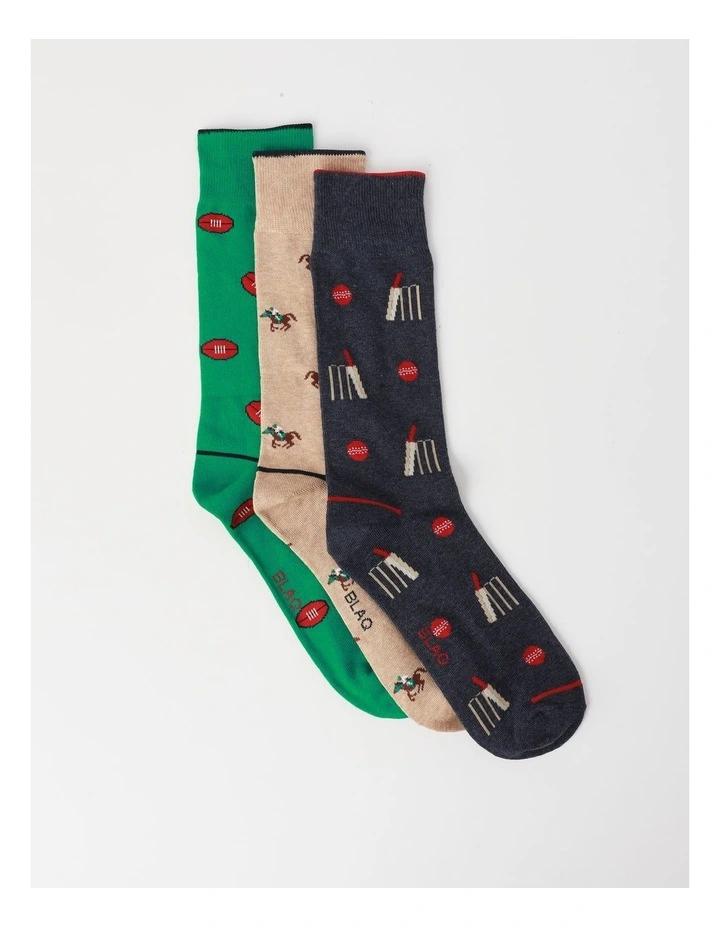 Blaq 3 Pack Summer of Sports Socks in Assorted | MYER