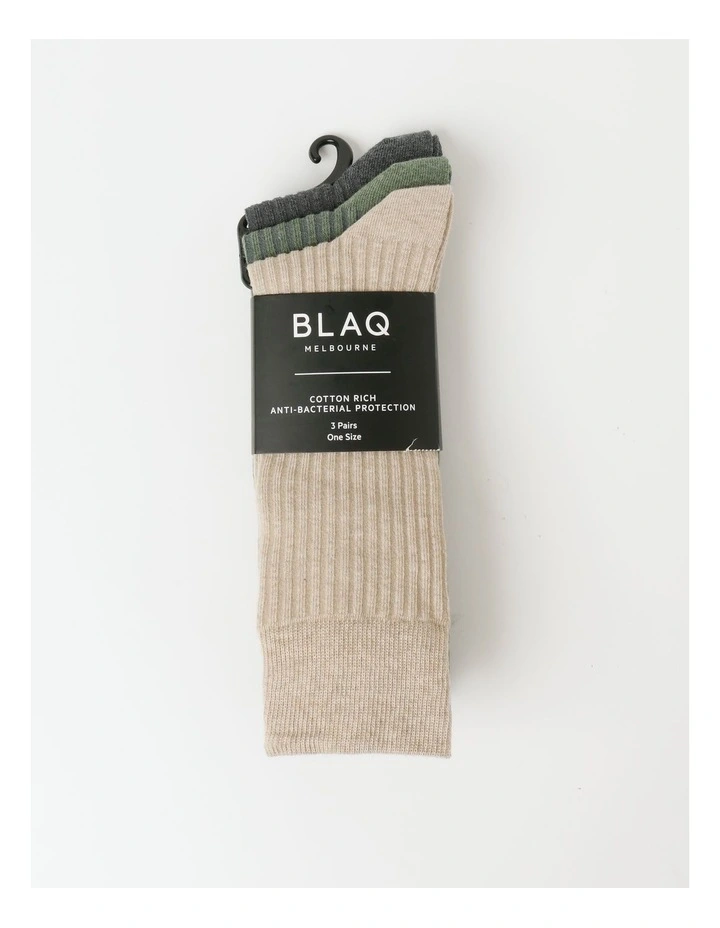 Blaq 3 Pack Marle Rib Socks in Assorted | MYER