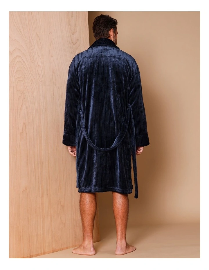 Reserve Jacquard Stripe Shawl Robe in Navy | MYER