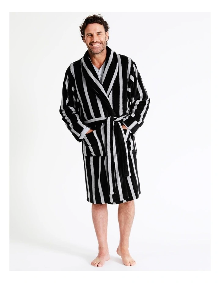 Reserve Shawl Stripe Robe in Black | MYER