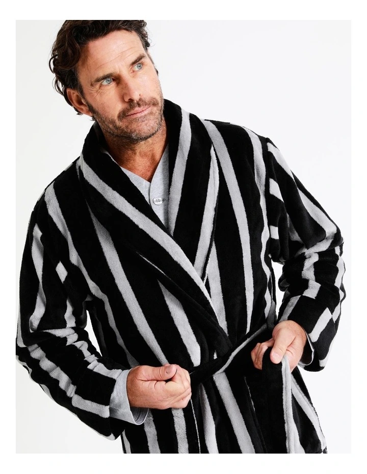 Reserve Shawl Stripe Robe in Black | MYER