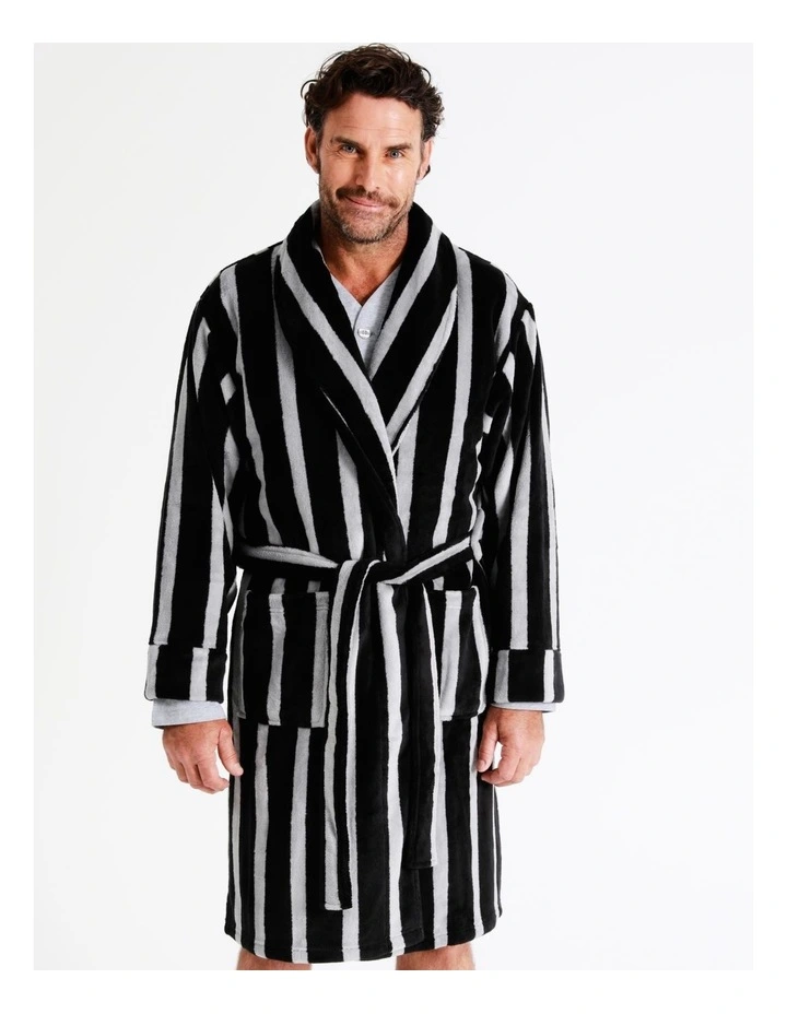 Reserve Shawl Stripe Robe in Black | MYER