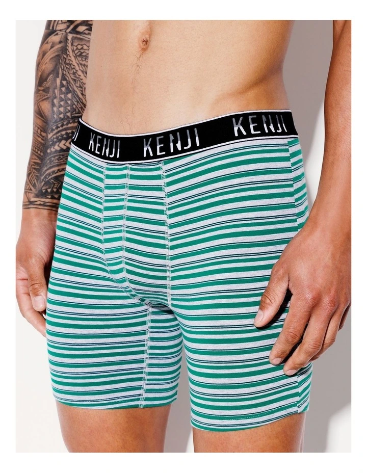 Kenji 3 Pack Long Leg Stripe Trunks Envy King in Assorted | MYER