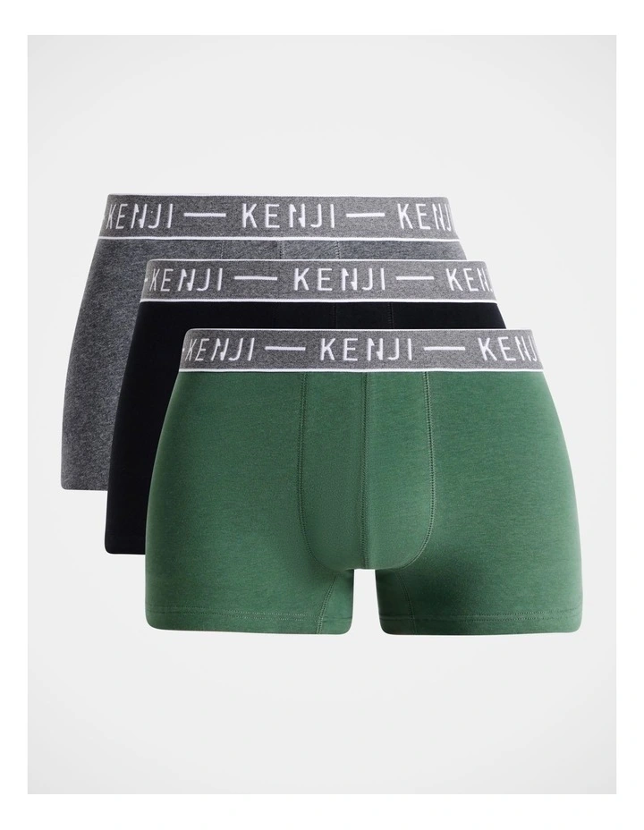 Kenji 3 Pack Plain Trunks in Multi | MYER