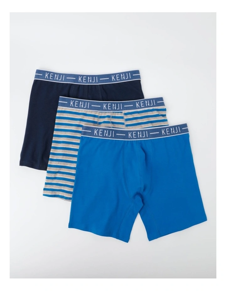 Kenji 3 Pack Long Leg Stripe Trunks in Sunset Cliff | MYER
