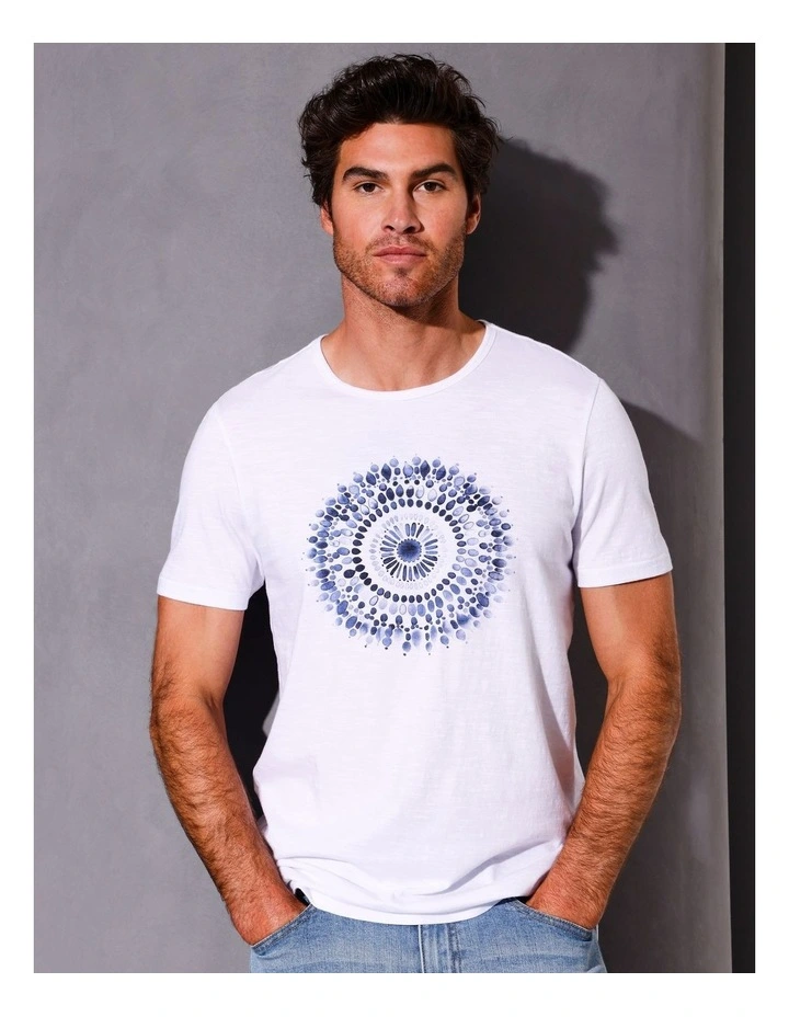 Maddox Axel Short Sleeve Print T-Shirt in White | MYER