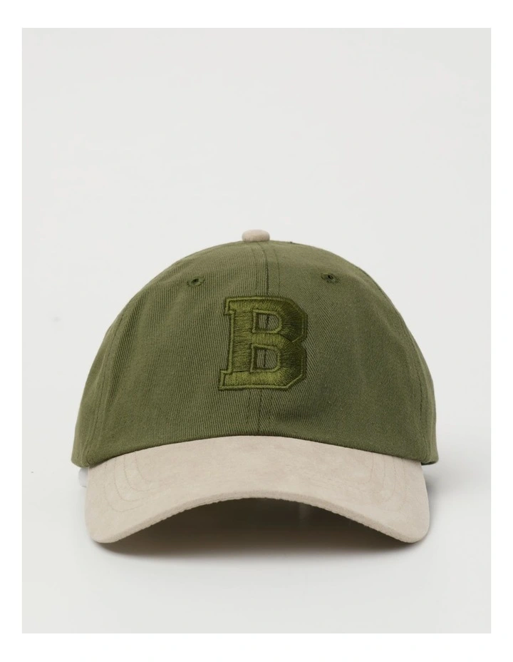 Blaq Embroidered Cap with Micro Suede Brim in Olive | MYER