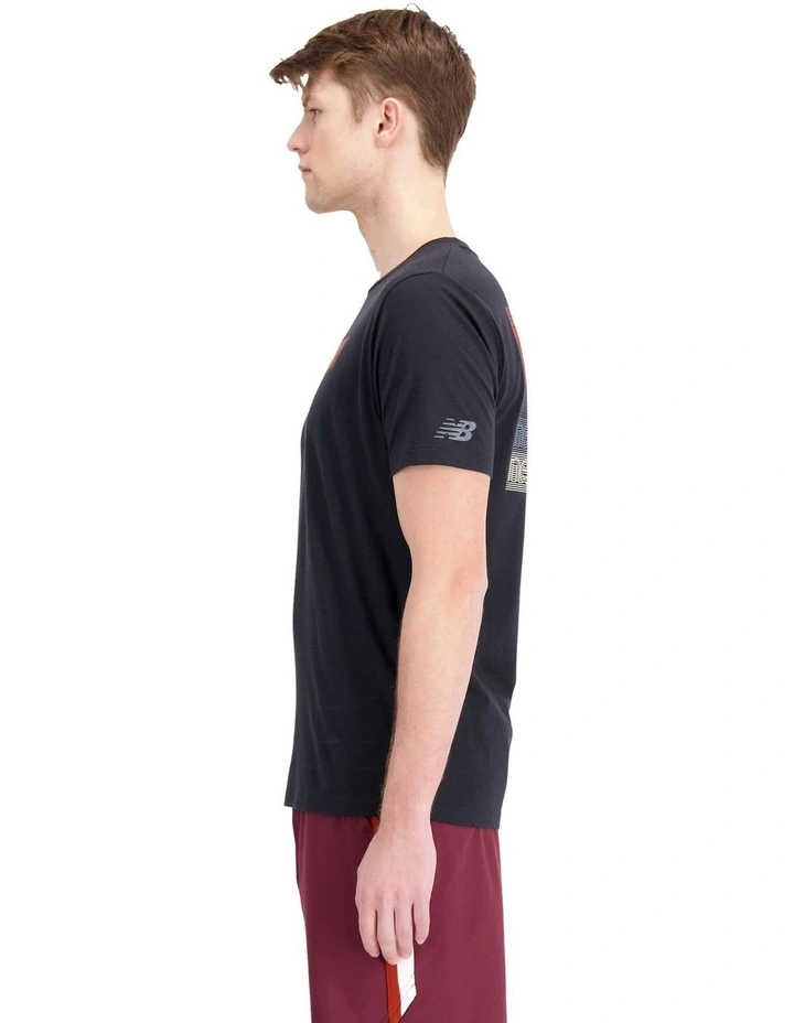 New Balance Tenacity Heathertech Graphic T-shirt in Black Multi | MYER
