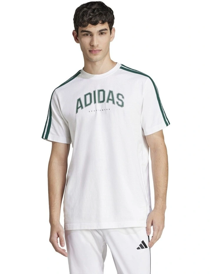 Adidas Codes Collegiate Linear Graphic Tee in White | MYER