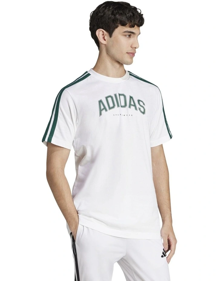 Adidas Codes Collegiate Linear Graphic Tee in White | MYER