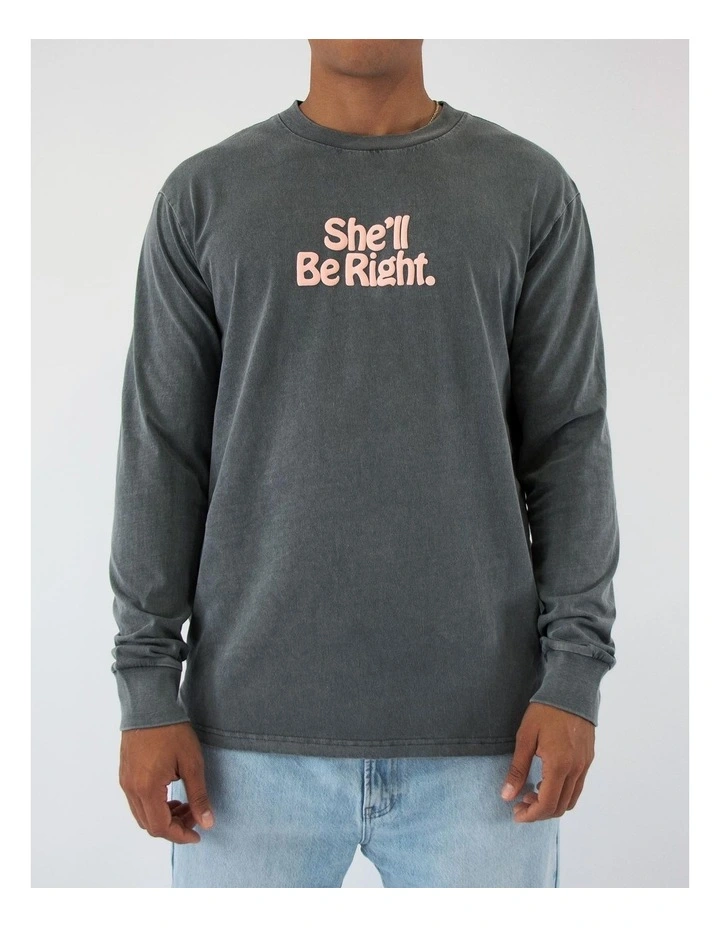 Skwosh She'll Be Right Long Sleeve Tee in Charcoal | MYER