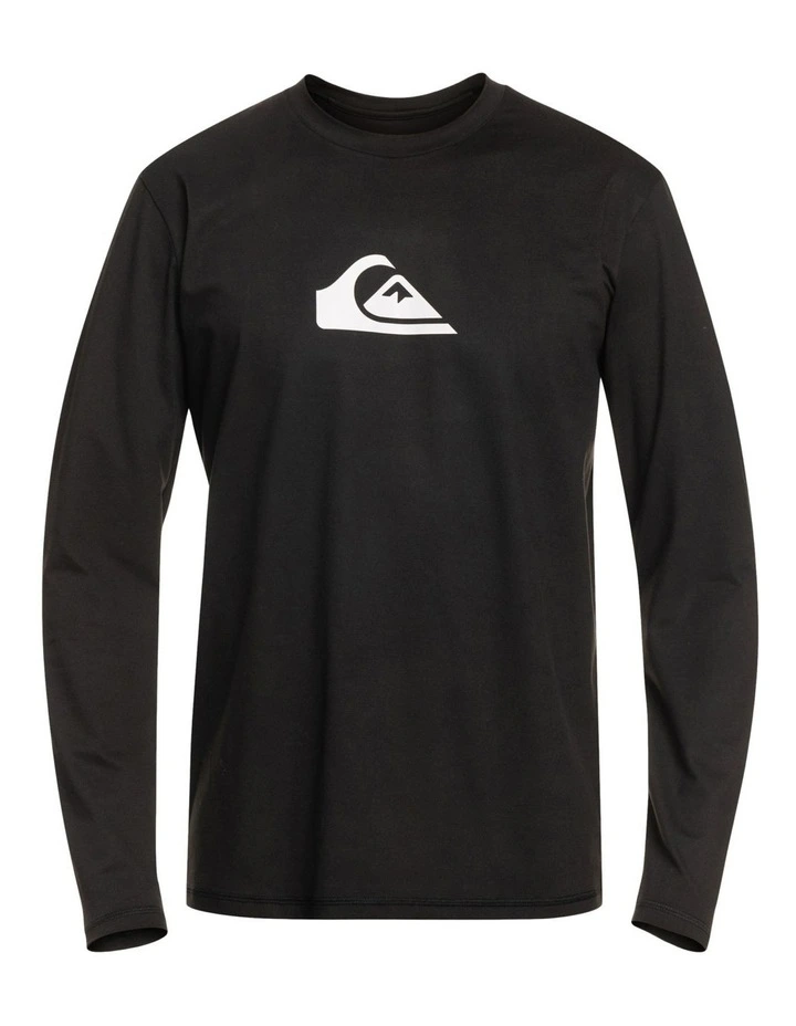 Quiksilver Solid Streak Loose Fit Long Sleeve Rash Top in Black | MYER