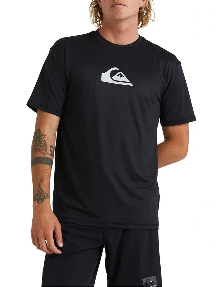 Quiksilver Solid Streak Loose Fit Rash Top in Black | MYER