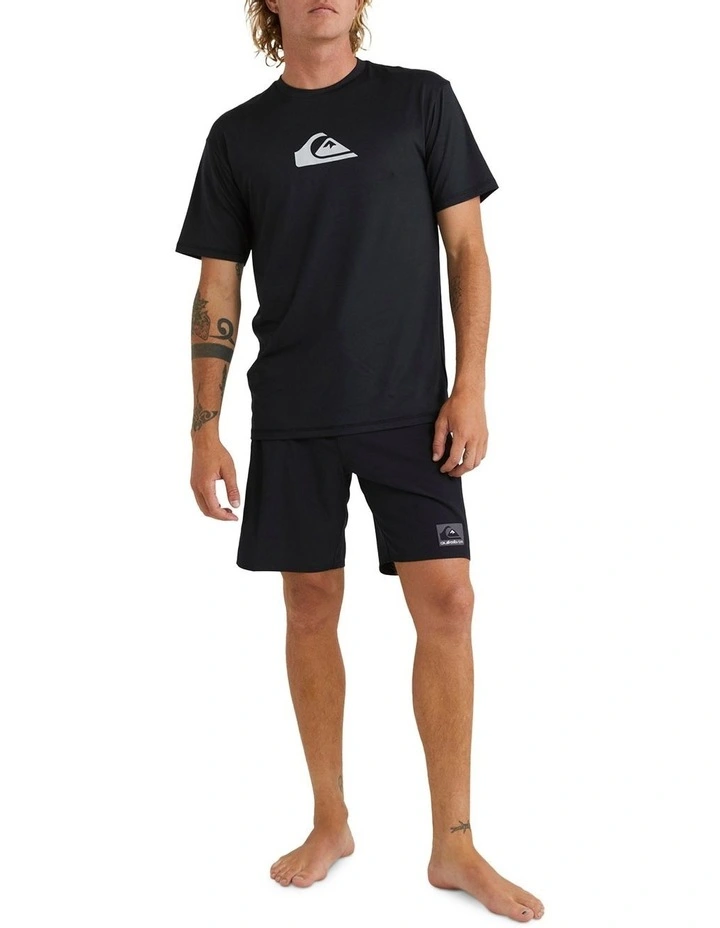 Quiksilver Solid Streak Loose Fit Rash Top in Black | MYER