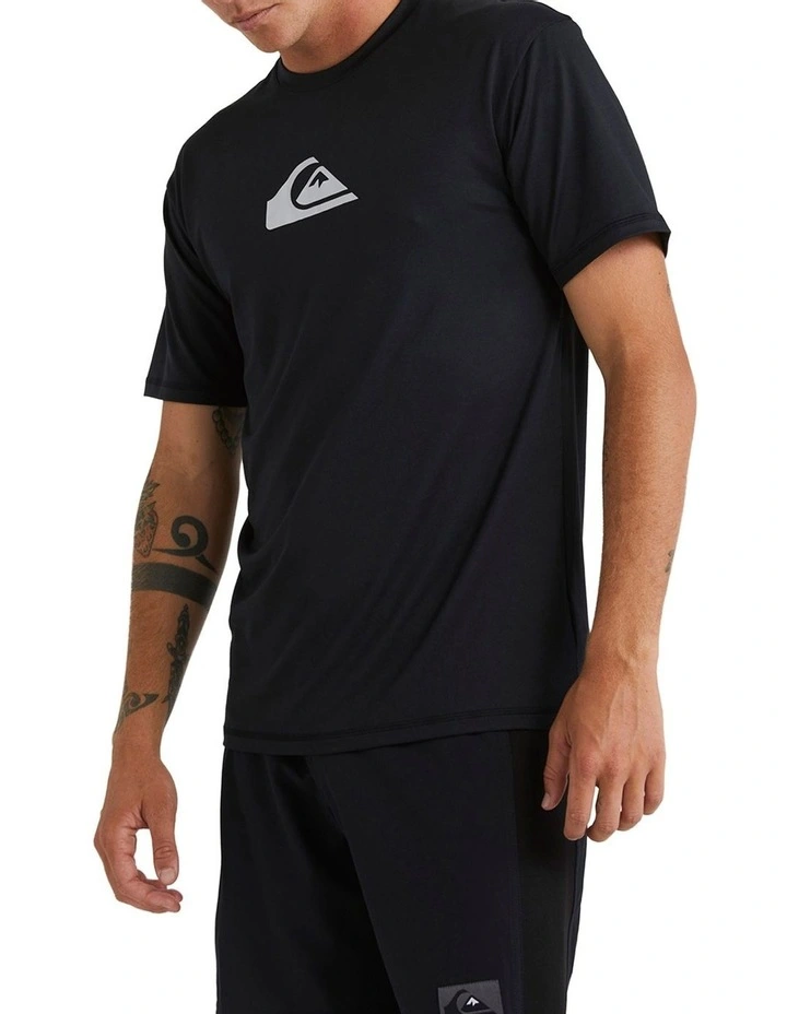 Quiksilver Solid Streak Loose Fit Rash Top in Black | MYER
