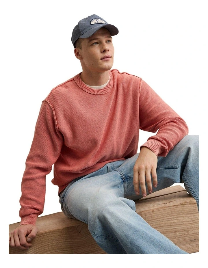 American Eagle Washed Reverse Sweater in Washed Red | MYER