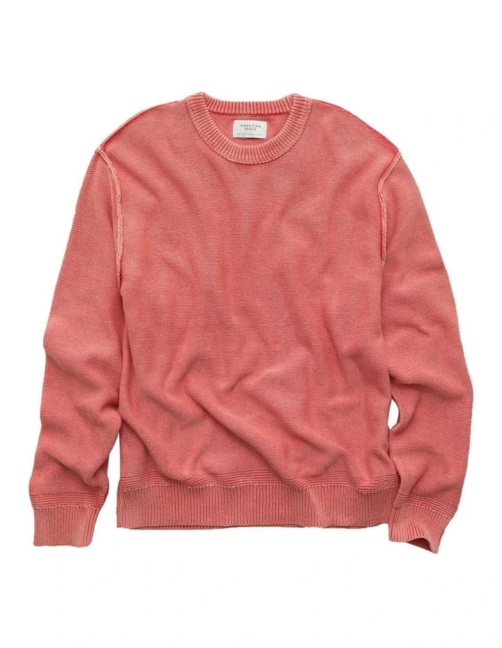 American Eagle Washed Reverse Sweater in Washed Red | MYER