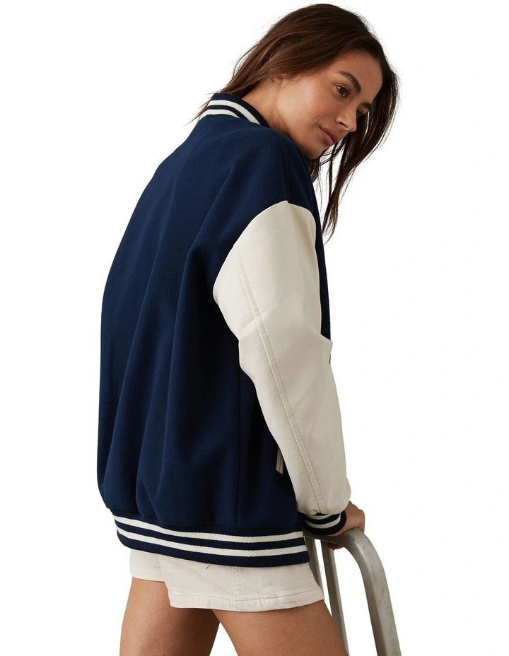 American Eagle Varsity Jacket in Navy | MYER