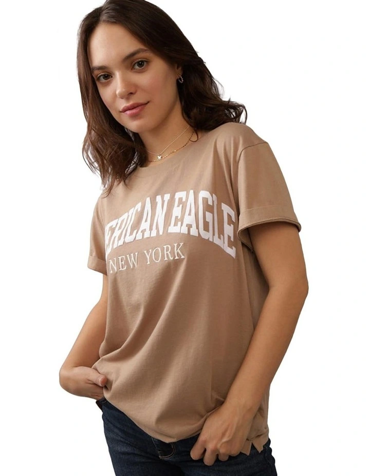 American Eagle Oversized Logo Graphic T-Shirt in Brown | MYER