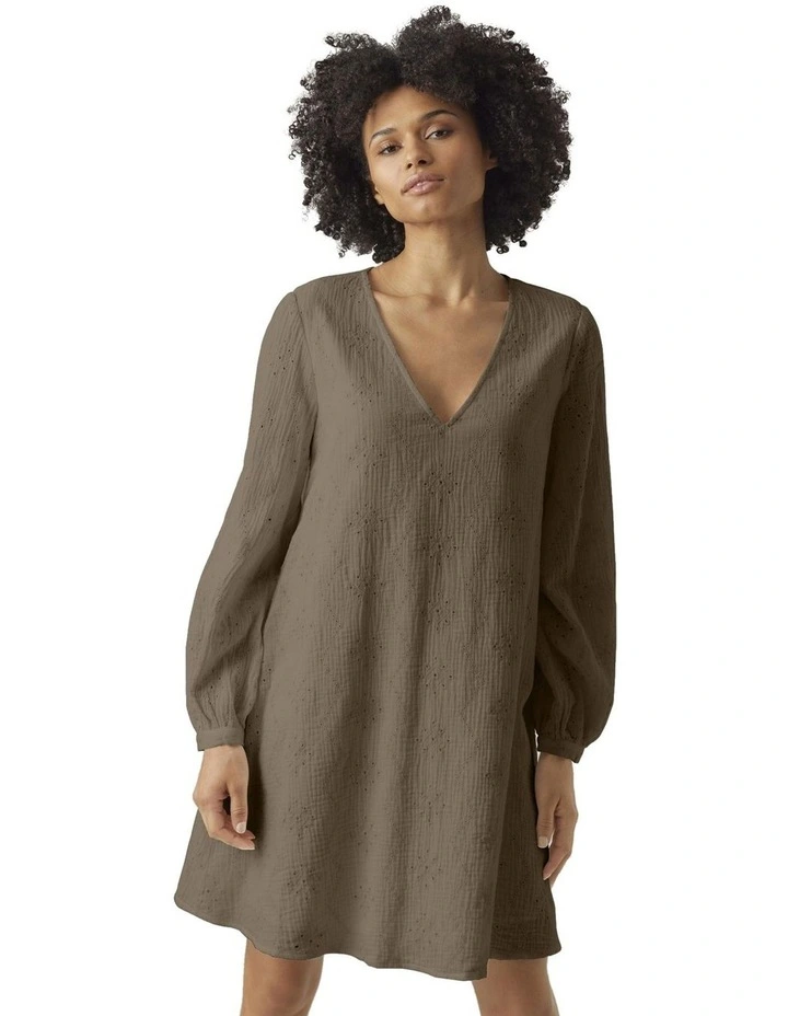 Vero Moda Jura Cotton Dress In Capers | MYER