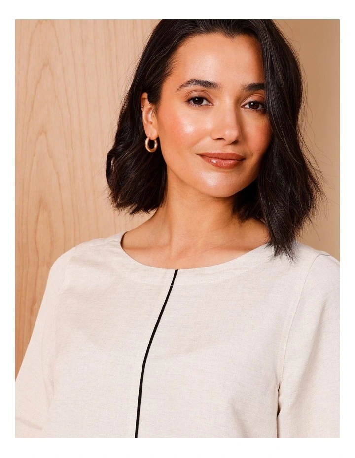 Regatta European Linen Blend 3/4 Sleeve Top With Contrast Piping In ...