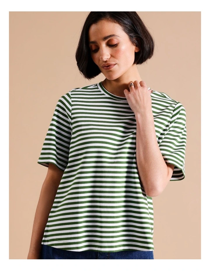 Regatta Organic Cotton Short Sleeve Stand Neck Tee In Avocado/white ...