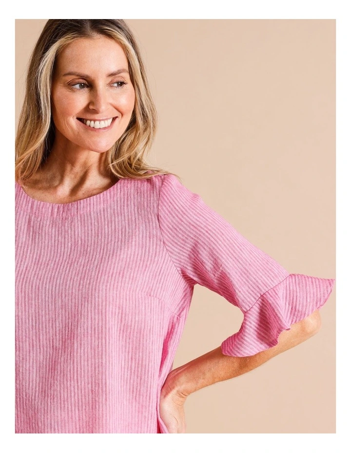 Regatta European Linen Blend Short Fluted Sleeve Top With Side Splits ...