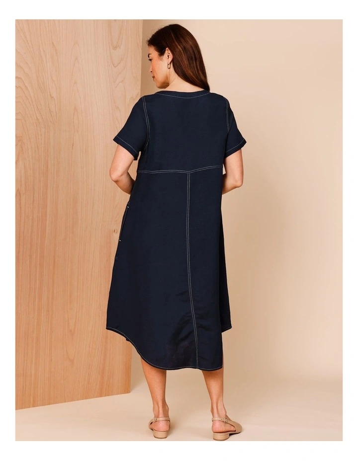 Regatta Short Sleeve Button Through Dress With Pockets in Navy With ...