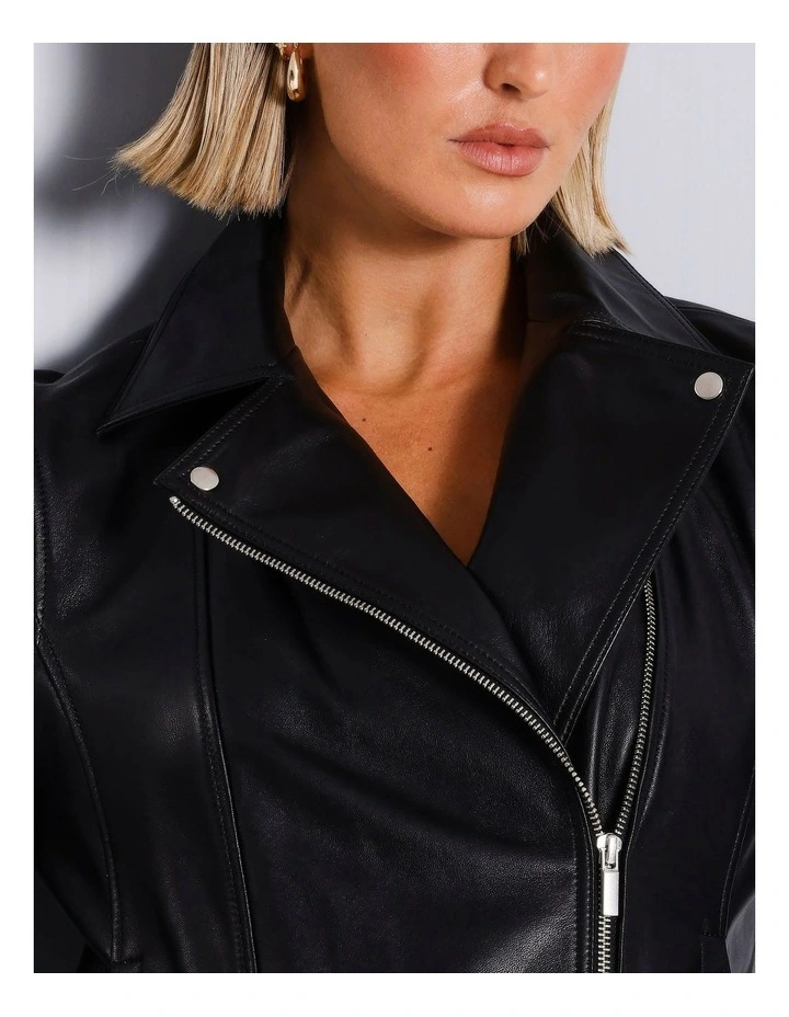 Basque Leather Biker in Black | MYER