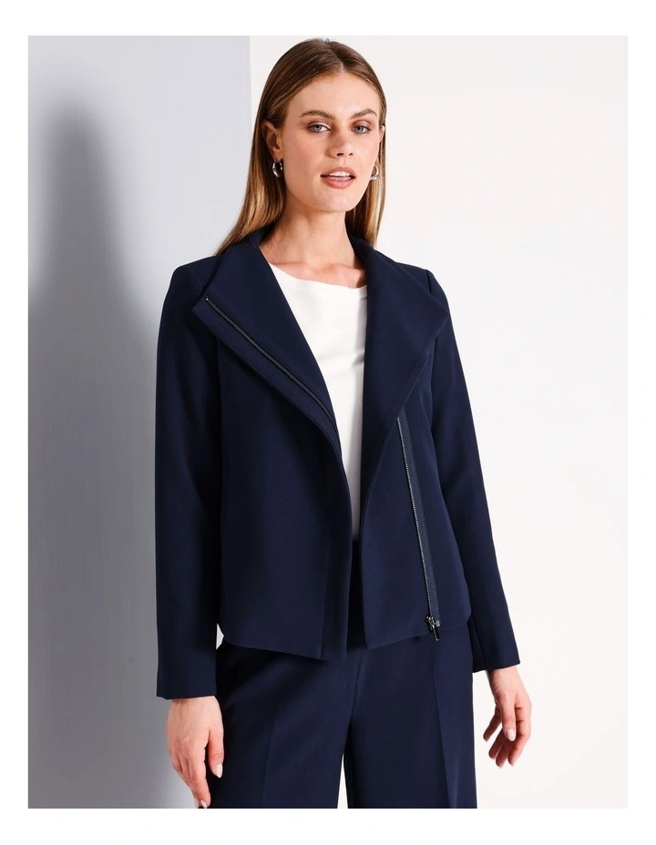 Basque Double Crepe Biker in Navy | MYER