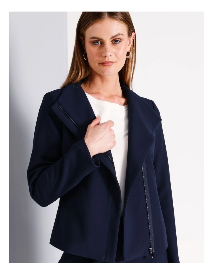 Basque Double Crepe Biker in Navy | MYER